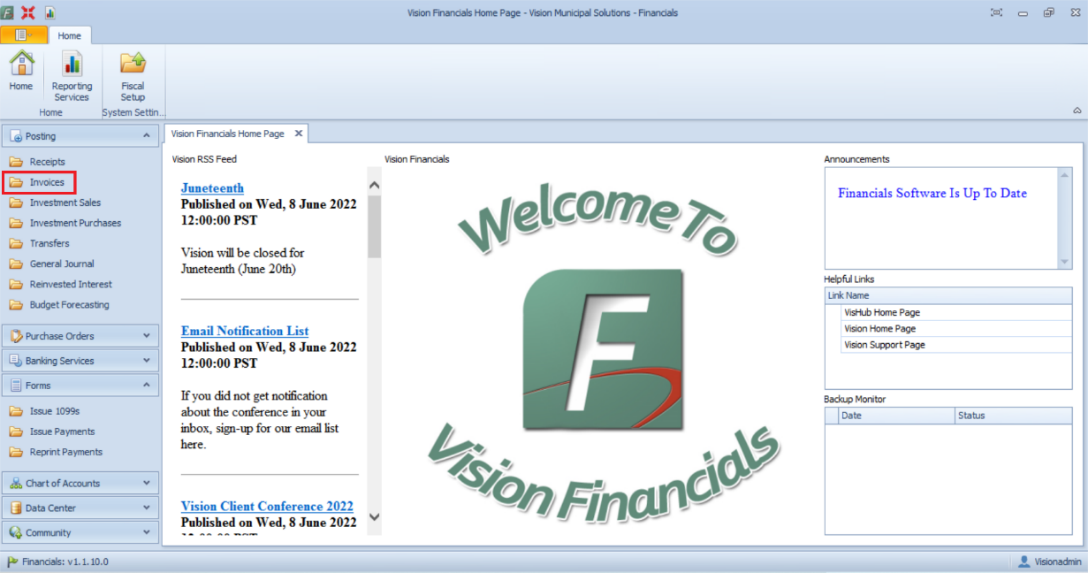 Zero Dollar Invoice-For transfer between BARs account – Vision ...